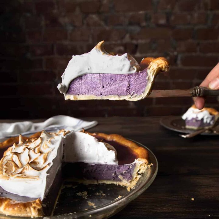 Purple Sweet Potato Pie with Torched Meringue - The Sage Apron
