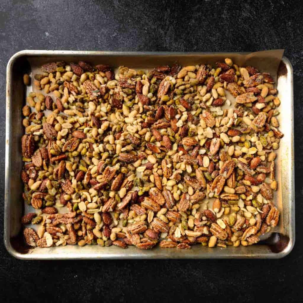 Savory Parmesan Baked Chex Mix with Rosemary Candied Nuts - The Sage Apron