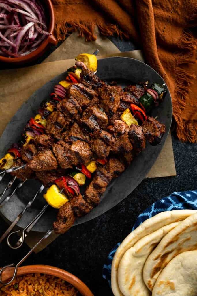 Turkish Lamb Skewers (Shish Kebab with Baharat Marinade)